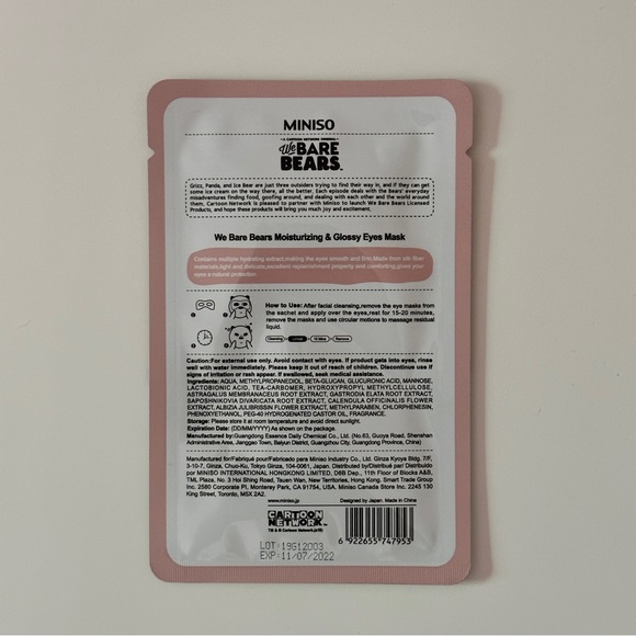 Miniso | Skincare | Miniso We Bare Bears Eye Mask Hydrating Wrinkle ...